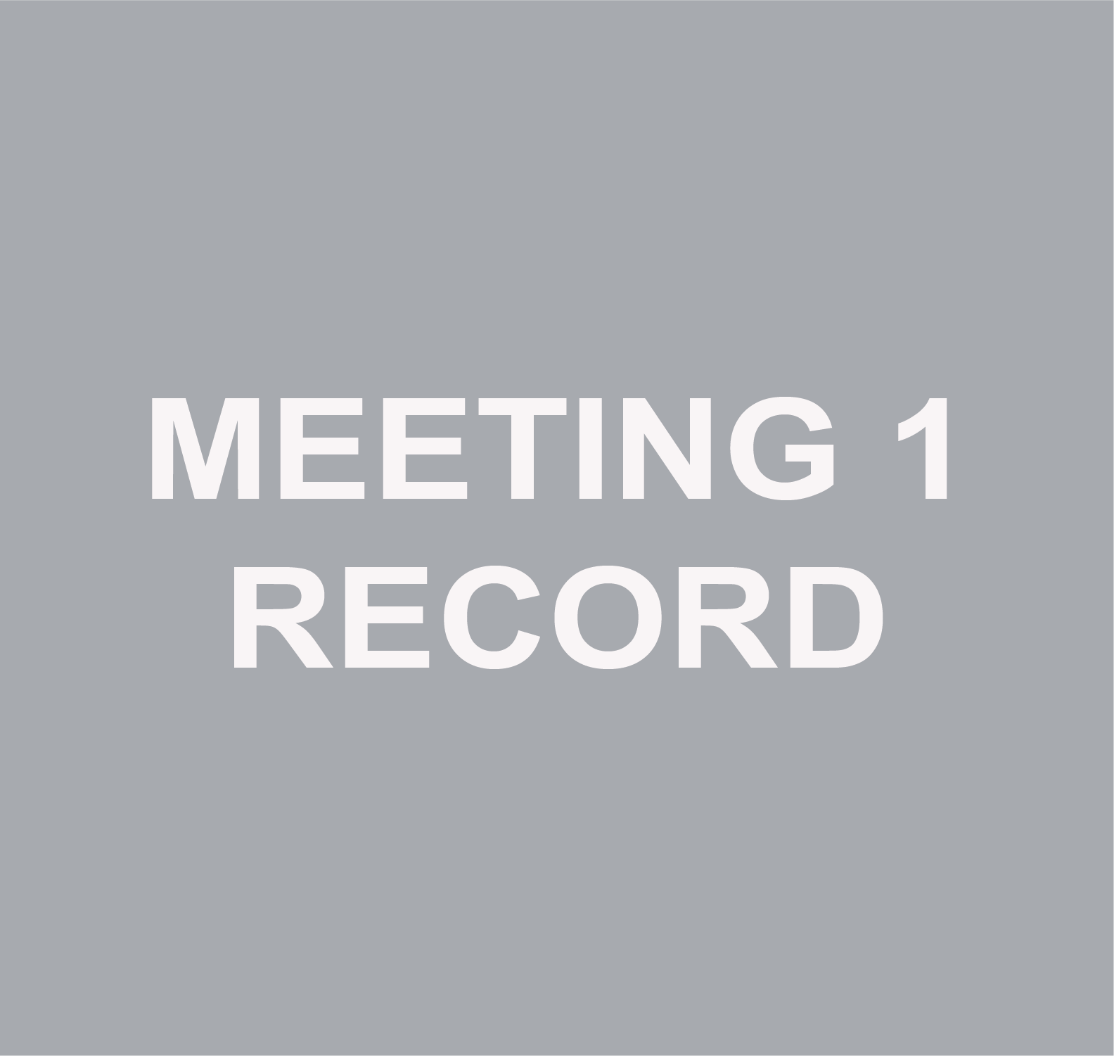 MEETING RECORD 1
